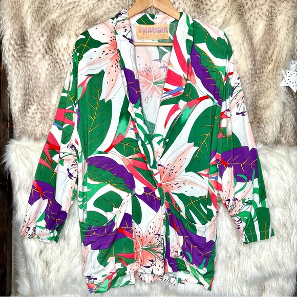 Vintage | Jackets & Coats | Vintage Trauma Tropical Hawaiian Blazer ...